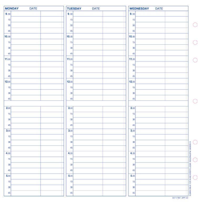 Diary Sheets - Admor