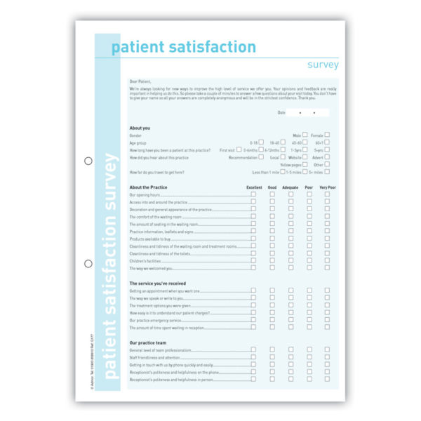Standard Patient Satisfaction Survey Form - Admor